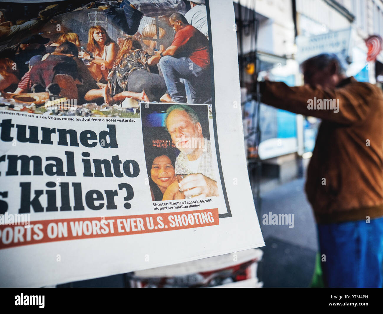PARIS, FRANCE - OCT 3, 2017: Photo of killer Stephen Paddock in ...