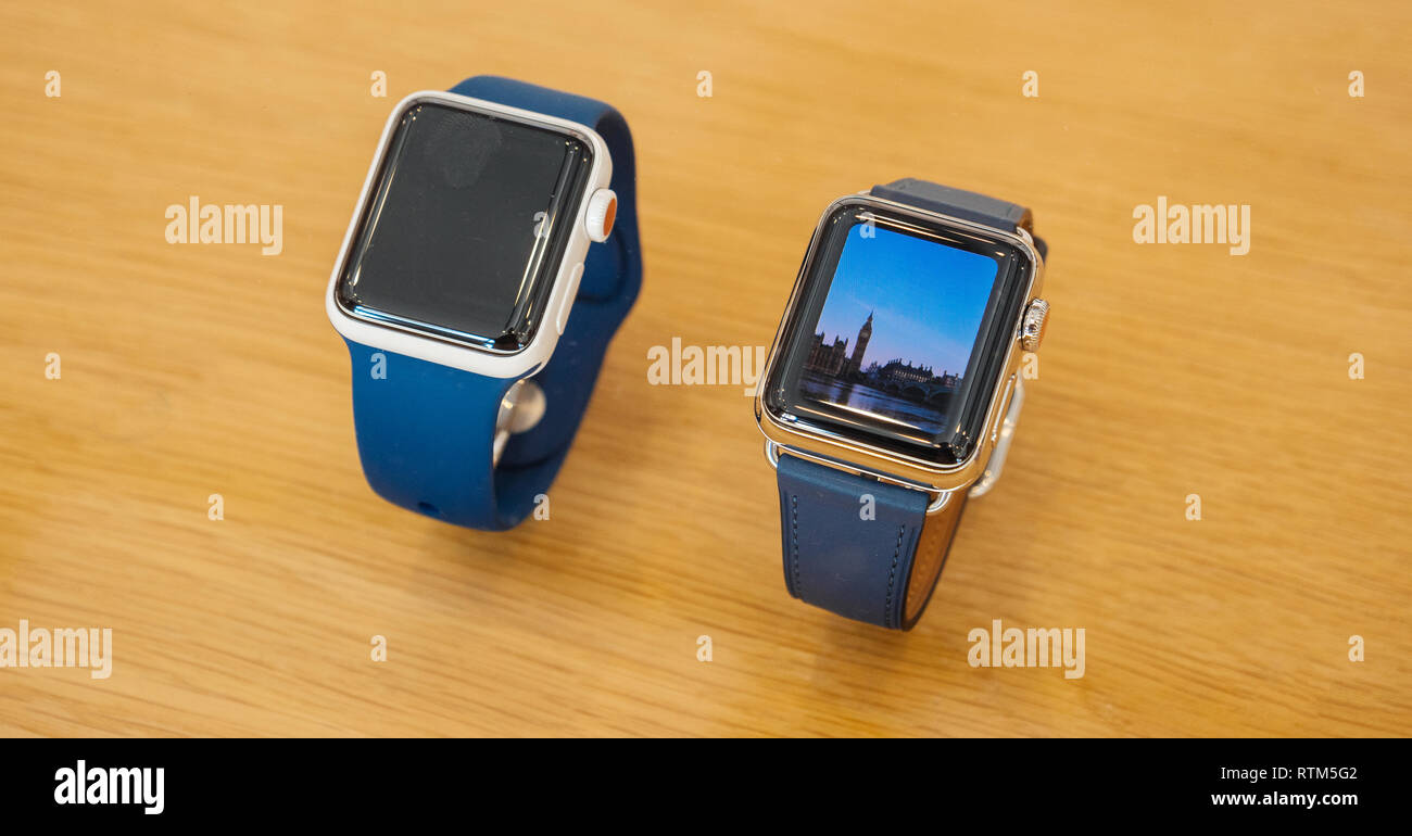 PARIS, FRANCE - SEP 22, 2017: New Apple Watch Series 3 goes on sale in ...