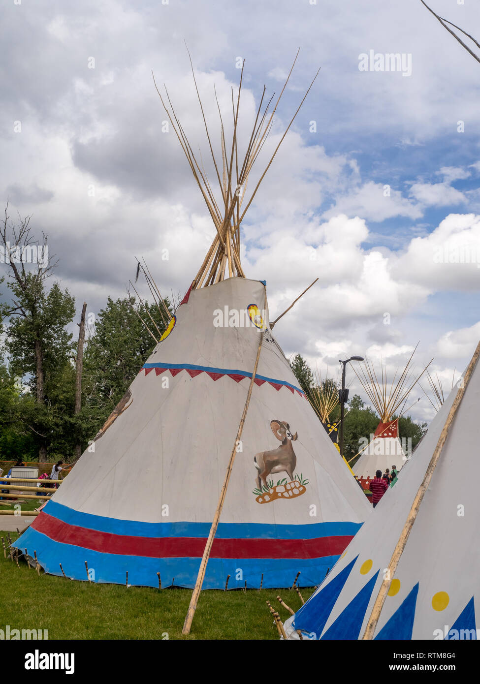 View of Tipis in the Indian Village at the Calgary Stampede in Calgary ...