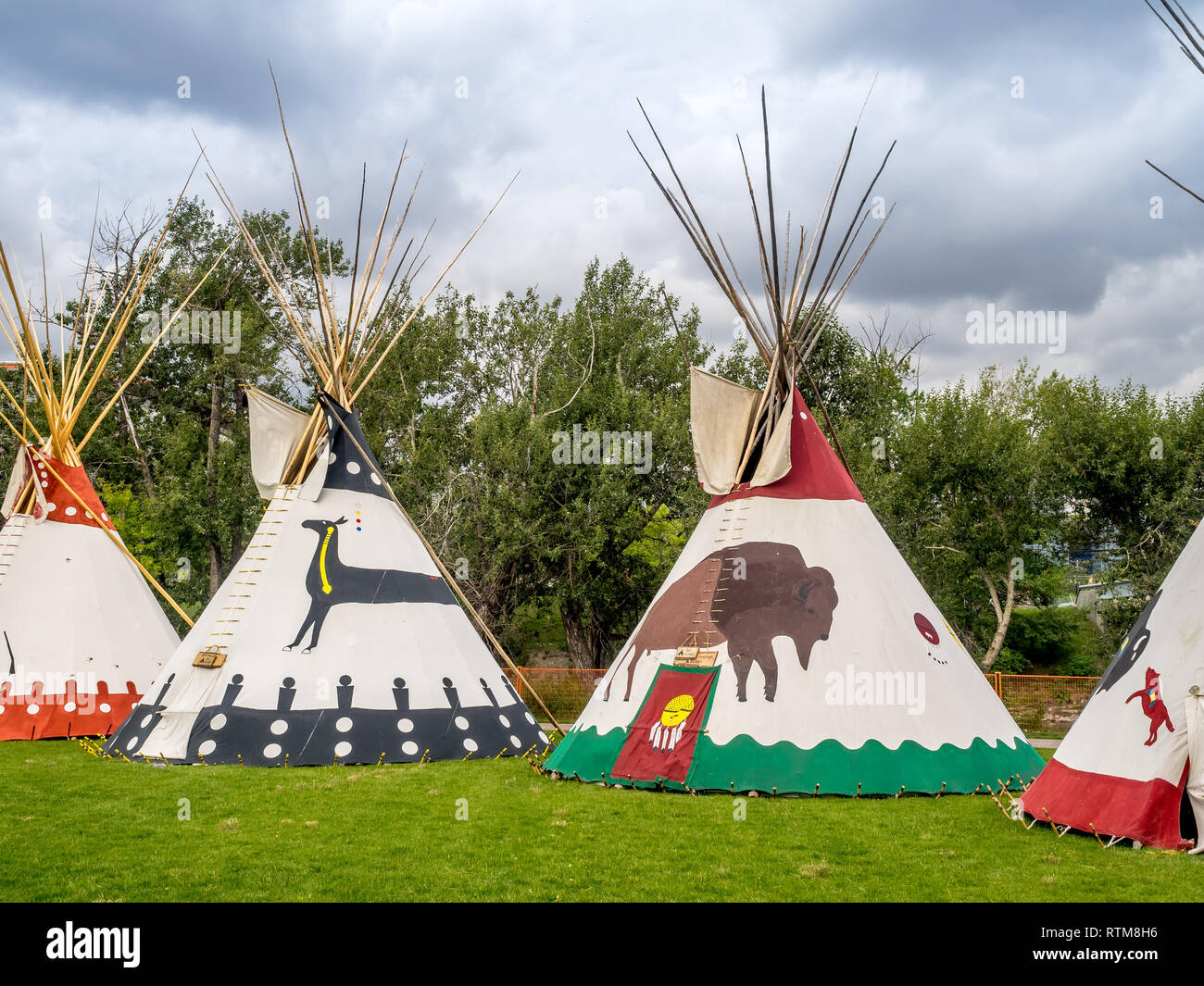 View of Tipis in the Indian Village at the Calgary Stampede in Calgary ...