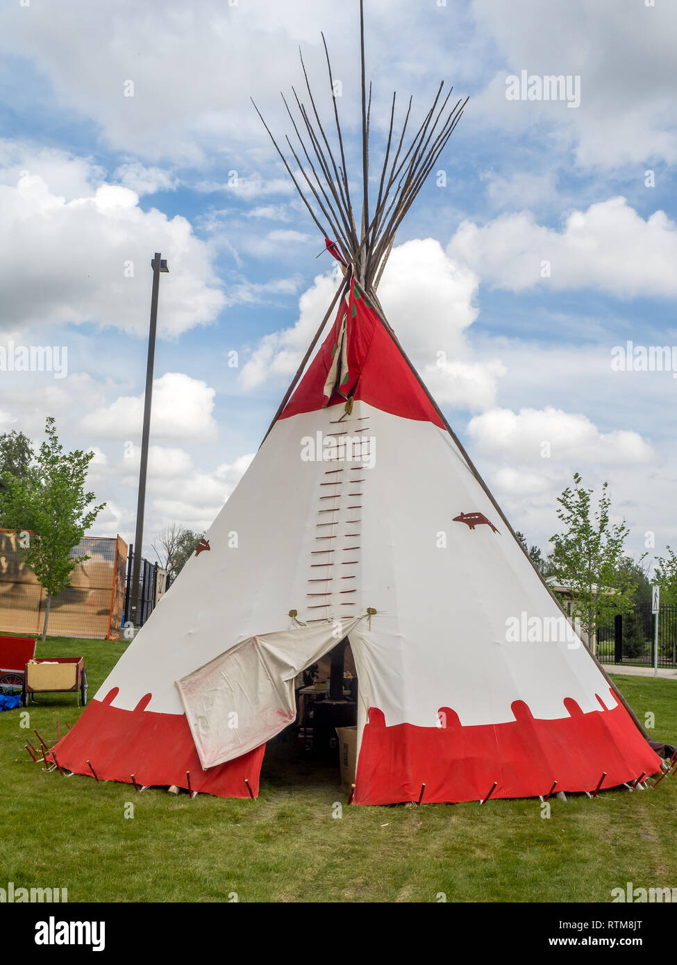 View of Tipis in the Indian Village at the Calgary Stampede in Calgary ...