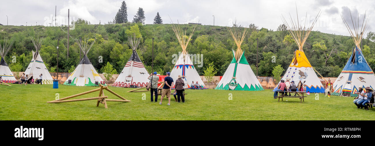 View of Tipis in the Indian Village at the Calgary Stampede in Calgary ...
