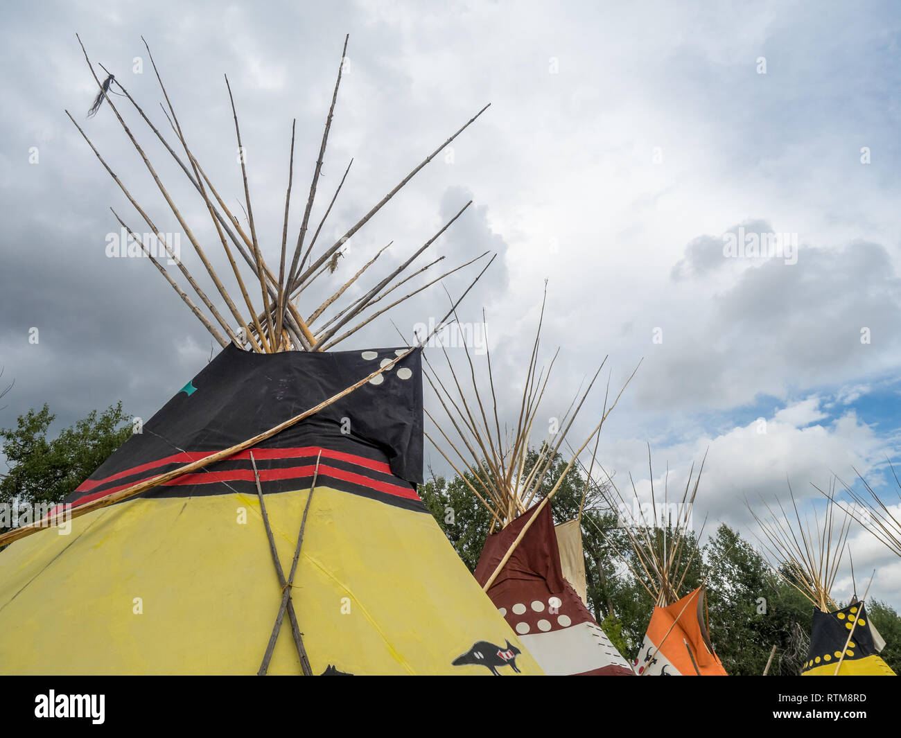 View of Tipis in the Indian Village at the Calgary Stampede in Calgary ...