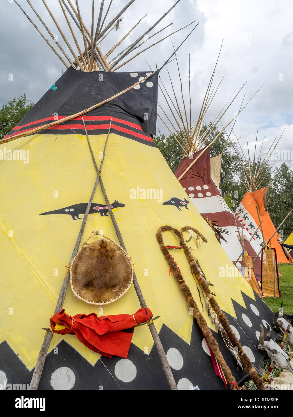 View of Tipis in the Indian Village at the Calgary Stampede in Calgary ...
