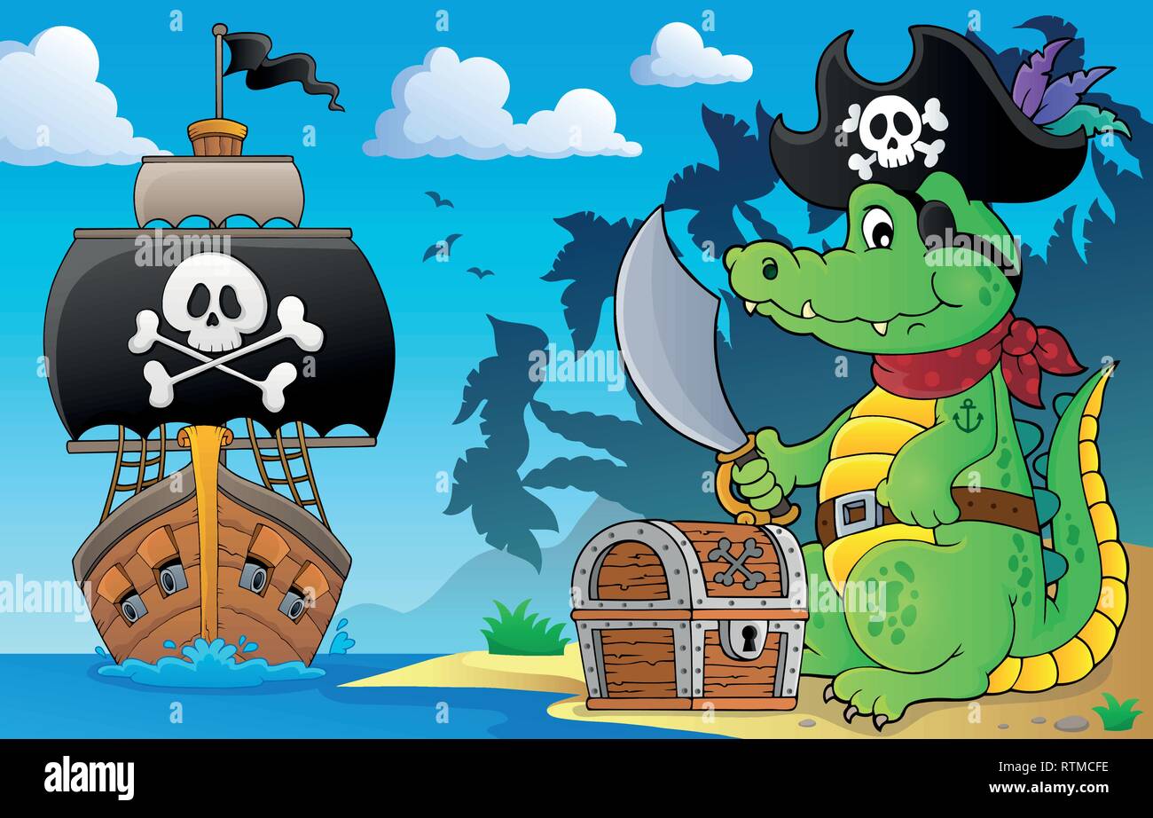 Pirate crocodile theme 5 - eps10 vector illustration Stock Vector Image ...