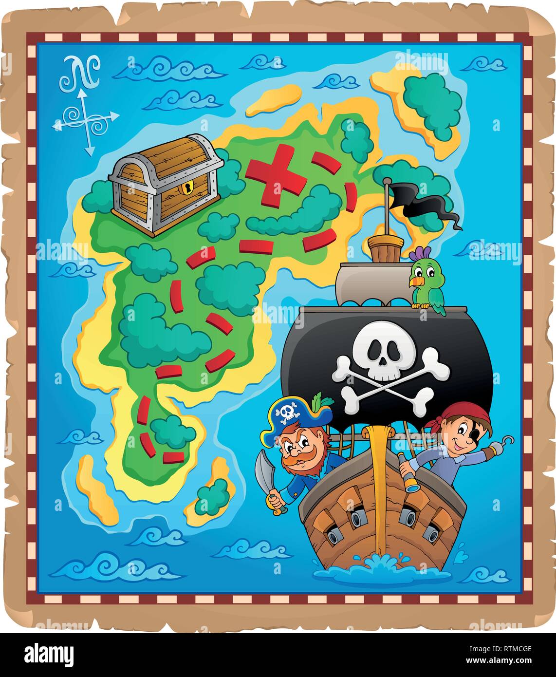 Pirate map theme image 6 - eps10 vector illustration Stock Vector Image ...