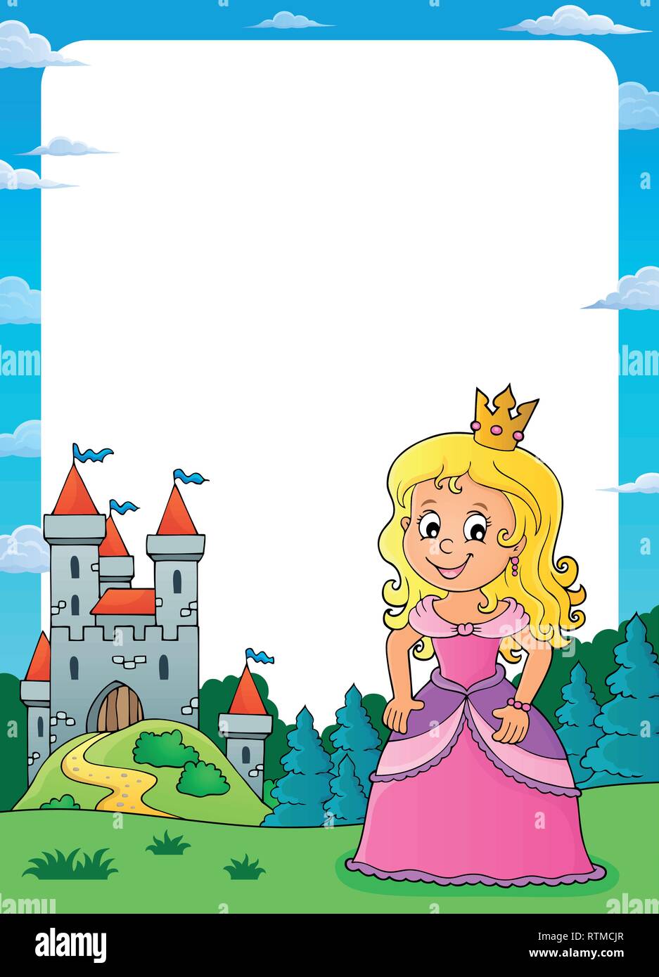 Princess and castle theme frame 2 - eps10 vector illustration Stock ...