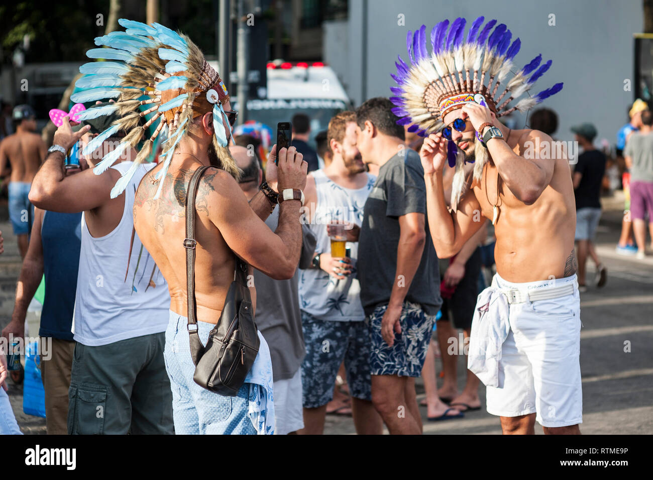 RIO DE JANEIRO - MARCH 15, 2017: Two young tattooed Brazilian men ...