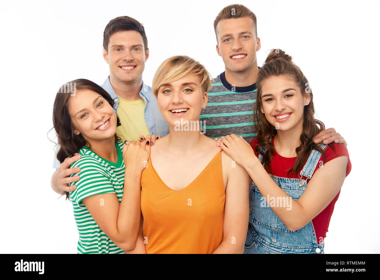 happy friends over white background Stock Photo - Alamy