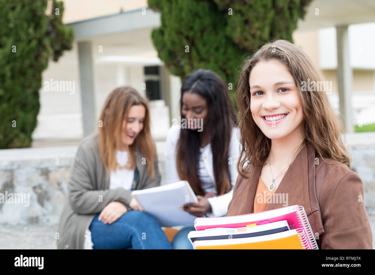 Group multi ethnic young students at the university campus Stock Photo ...