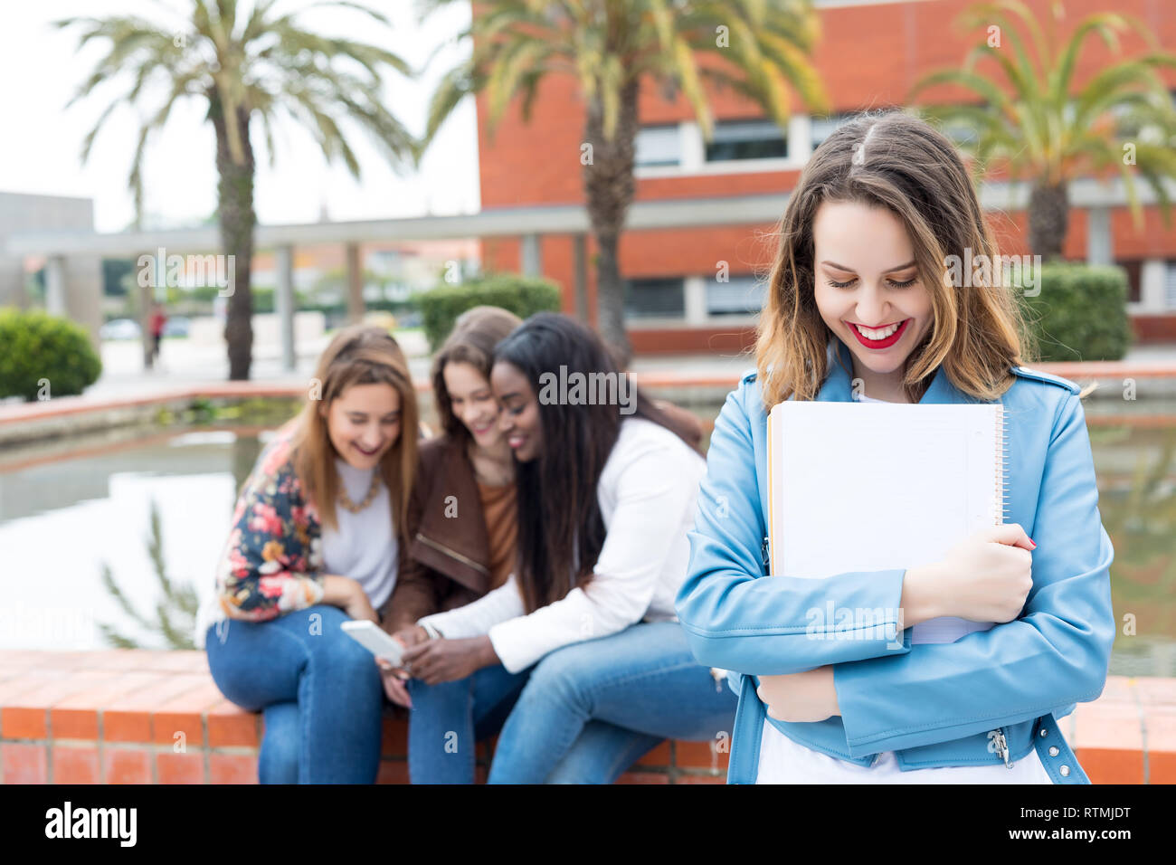 Group multi ethnic young students at the university campus Stock Photo ...