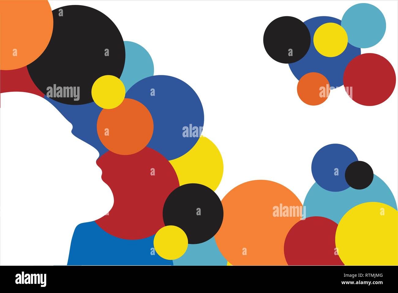 Human silhouette with colored circles - vector illustration - editable ...