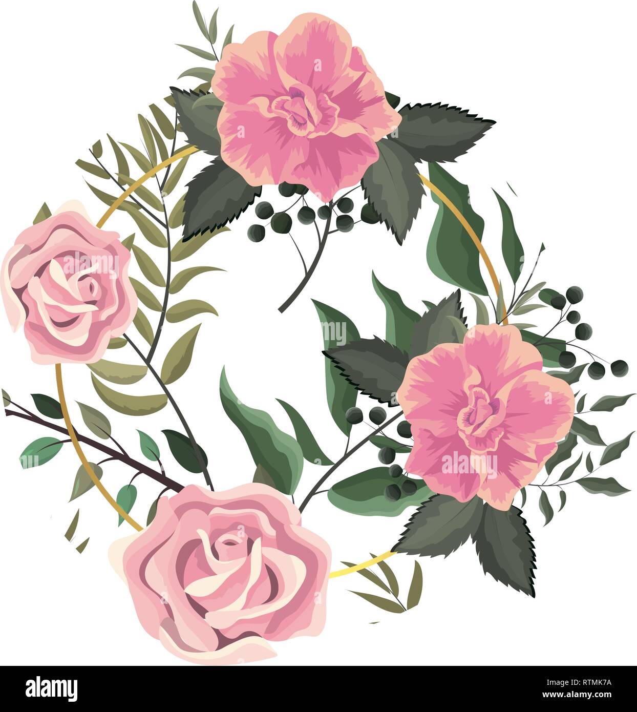 Spring flowers with leaves Stock Vector Image & Art - Alamy