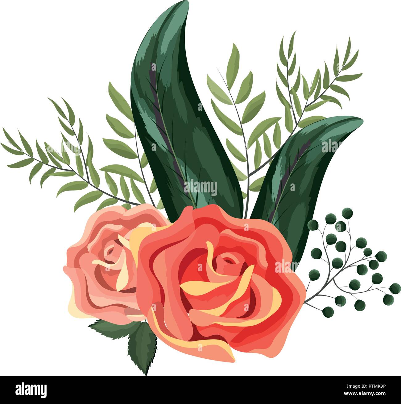 Spring flowers with leaves Stock Vector Image & Art - Alamy