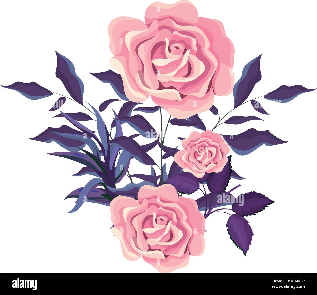 Spring flowers with leaves Stock Vector Image & Art - Alamy
