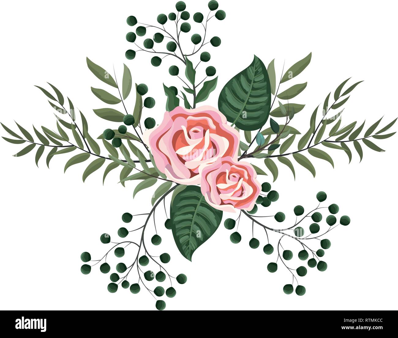 Spring flowers with leaves Stock Vector Image & Art - Alamy