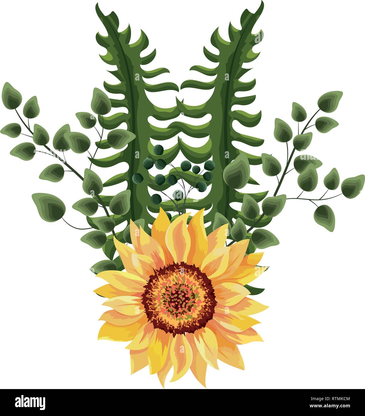 Spring flowers with leaves Stock Vector Image & Art - Alamy