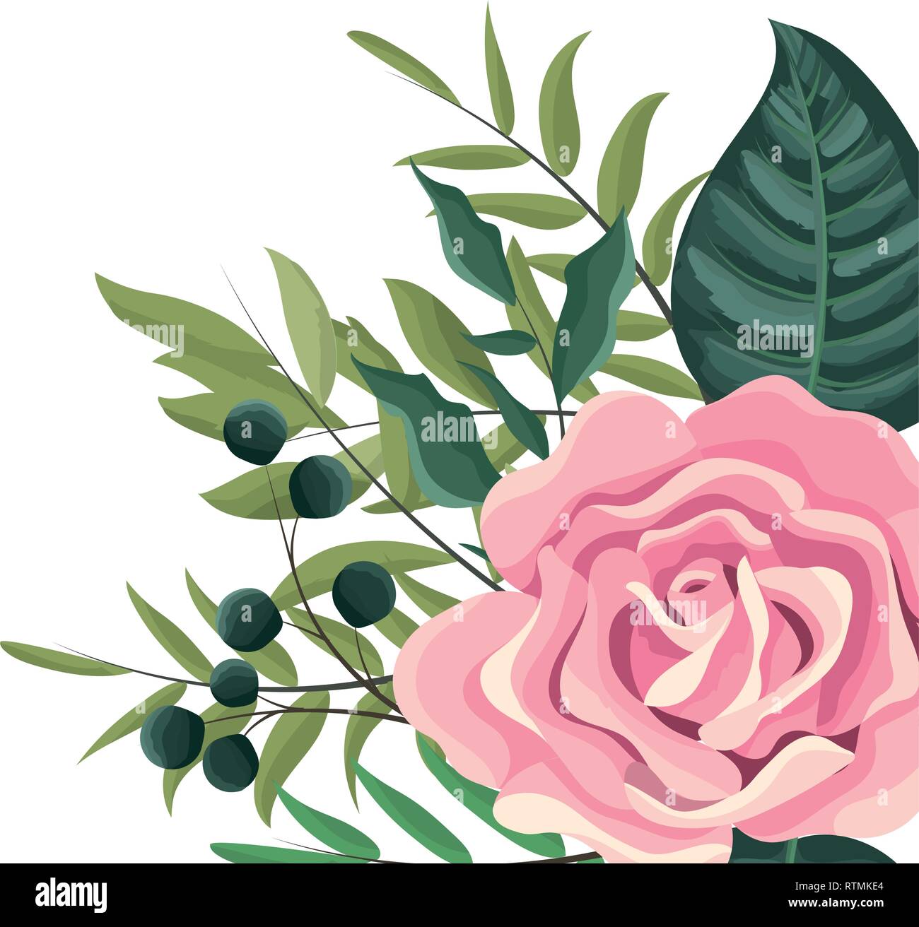 Spring flowers with leaves Stock Vector Image & Art - Alamy