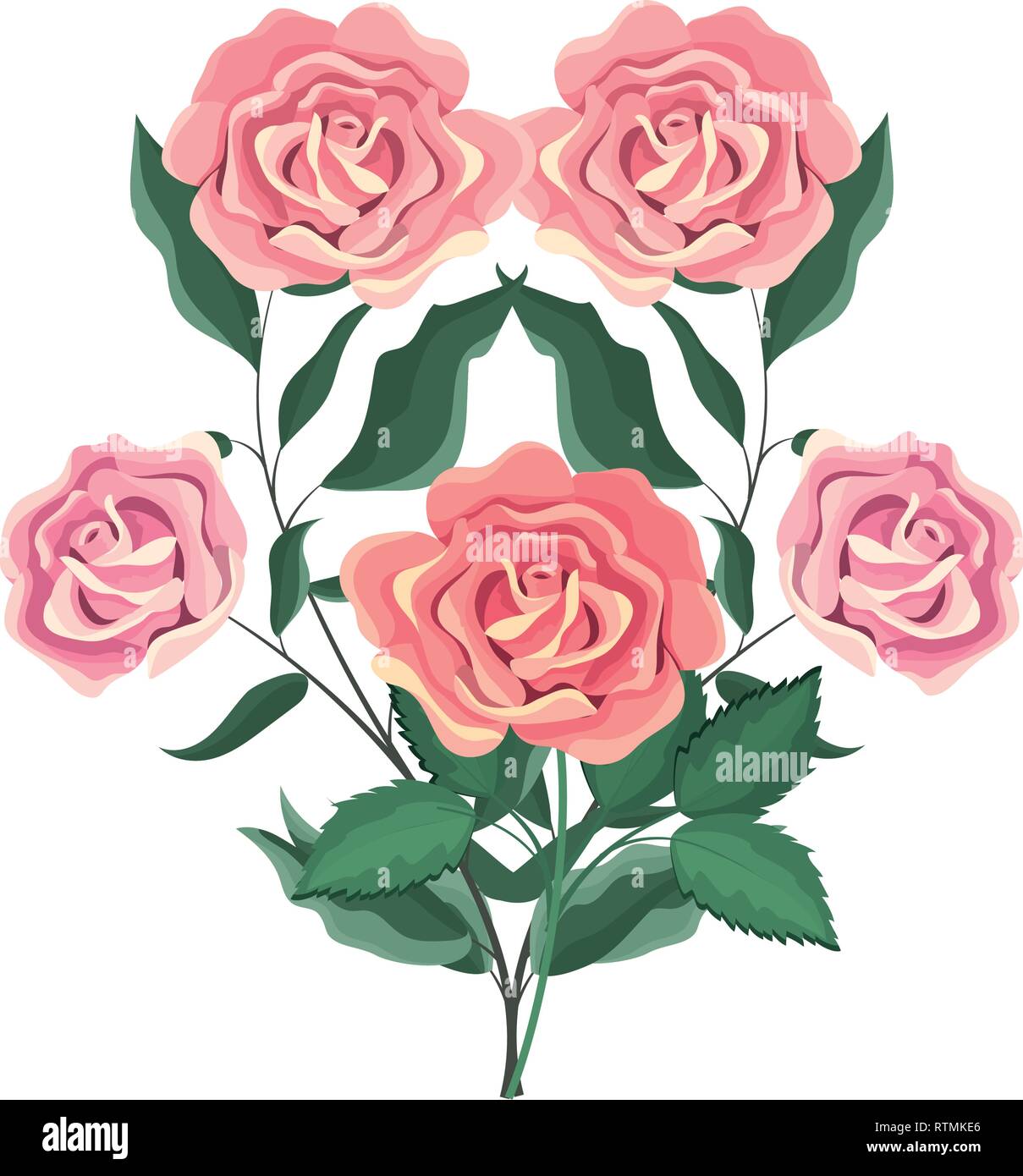 Spring flowers with leaves Stock Vector Image & Art - Alamy