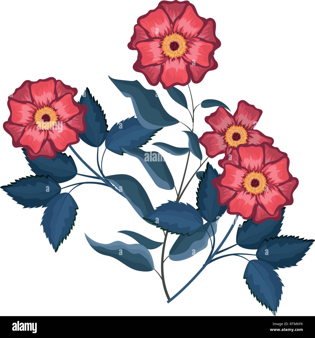 Spring flowers with leaves Stock Vector Image & Art - Alamy