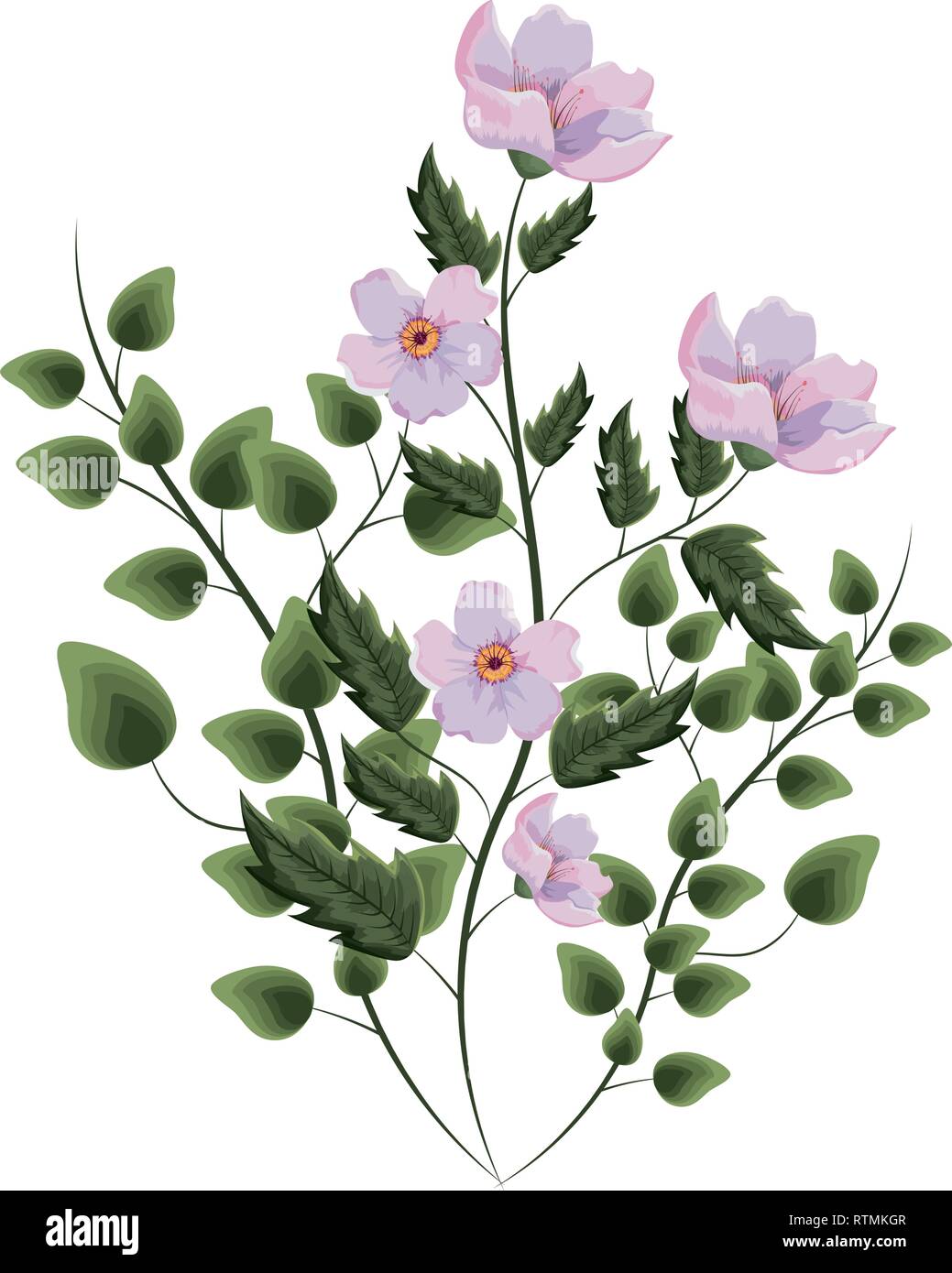 Spring flowers with leaves Stock Vector Image & Art - Alamy