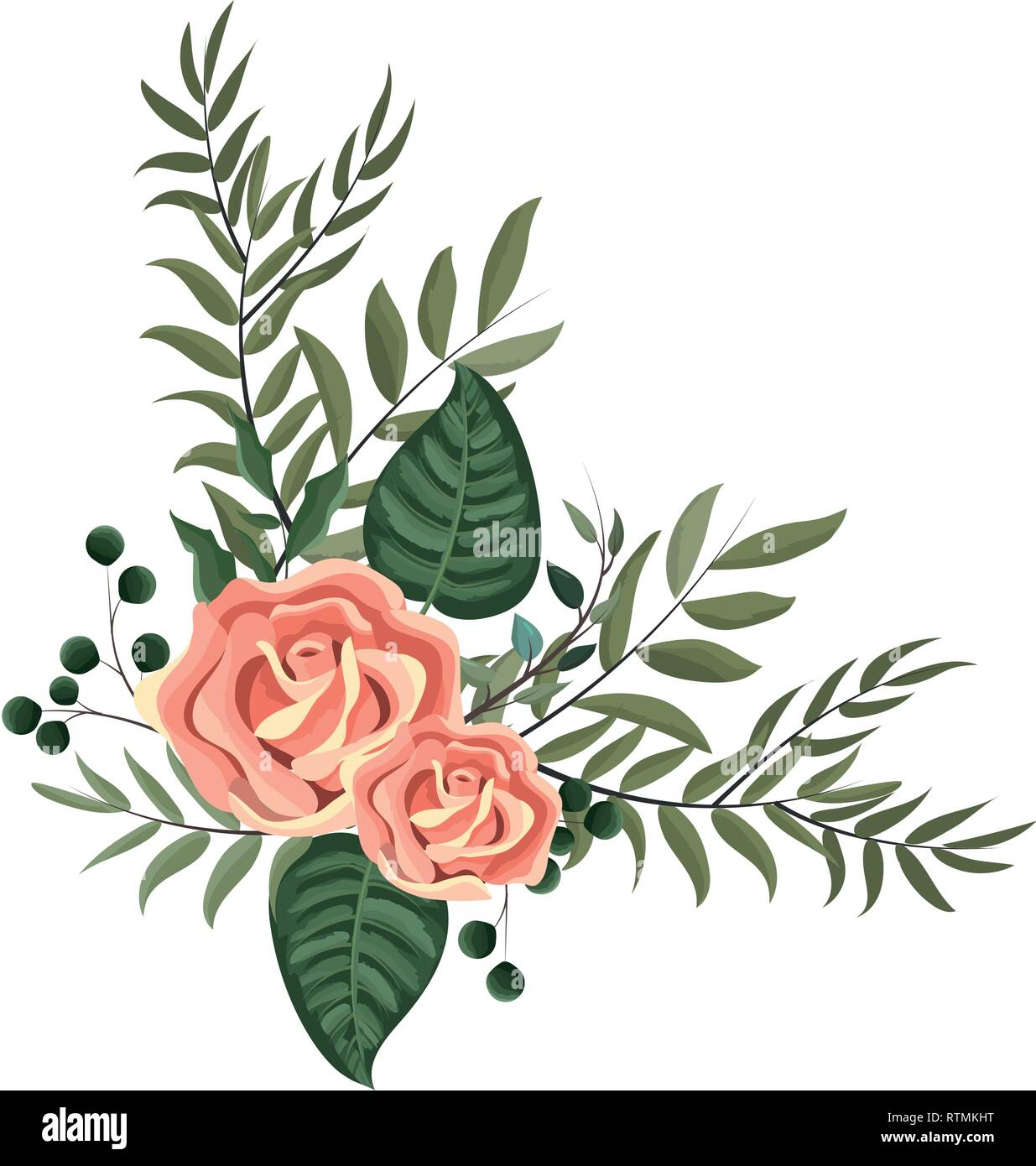 Spring flowers with leaves Stock Vector Image & Art - Alamy