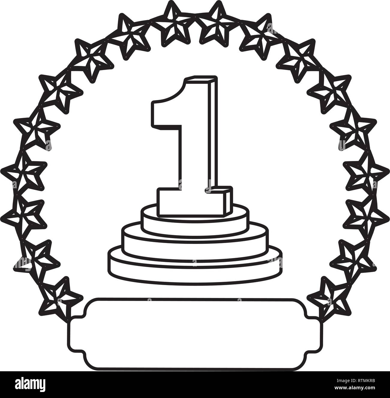 First place on podium with stars black and white Stock Vector Image ...