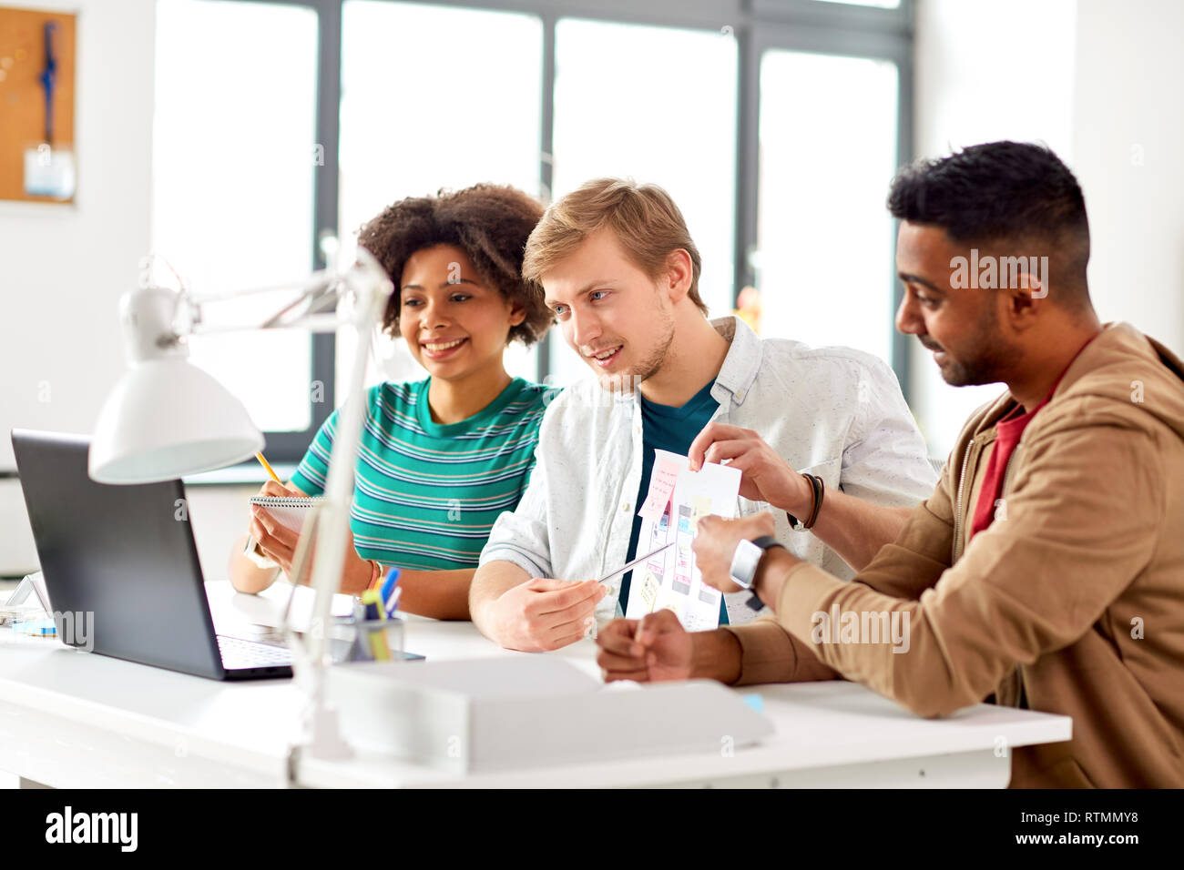 creative team having video conference at office Stock Photo - Alamy
