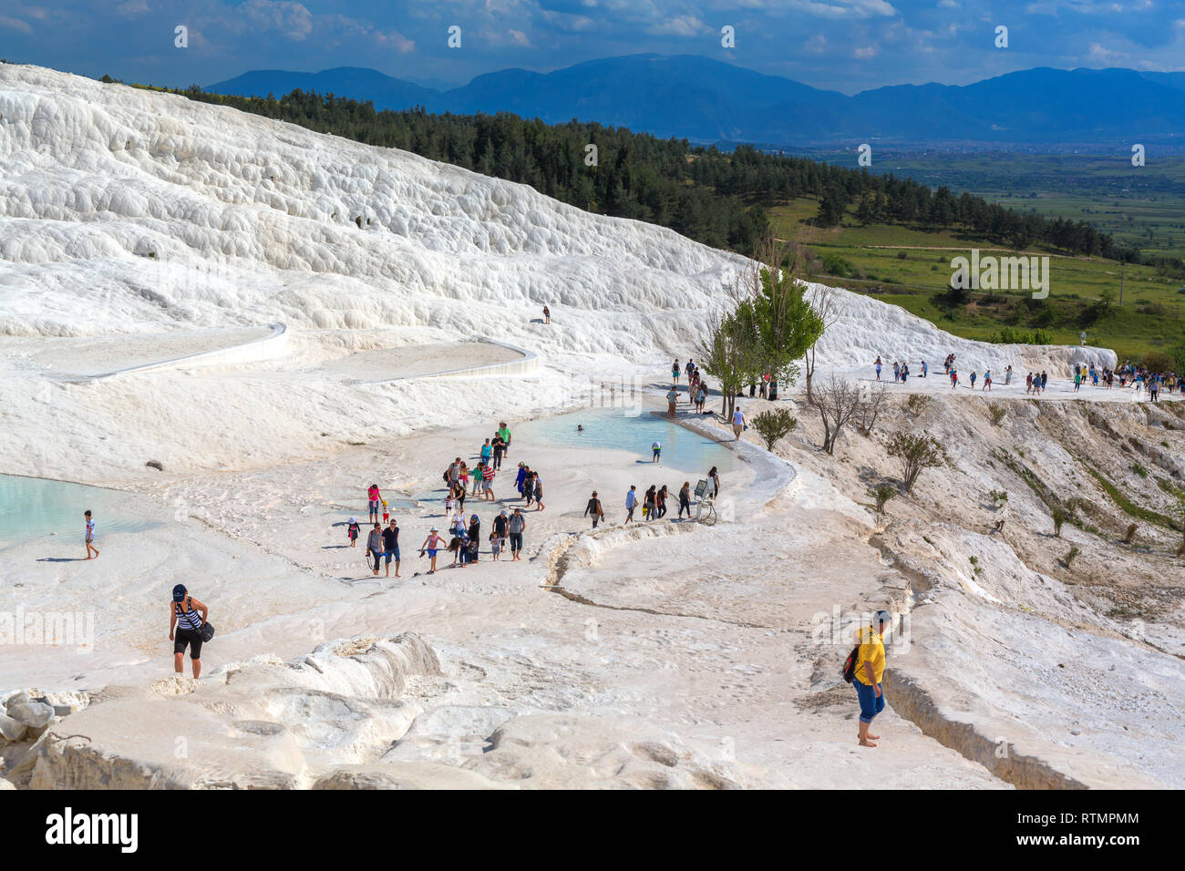 Travertine terrace, Pamukkale, Denizli Province, Turkey Stock Photo - Alamy