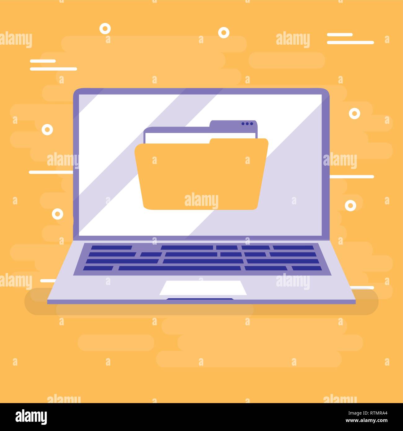laptop with folder document vector illustration design Stock Vector ...