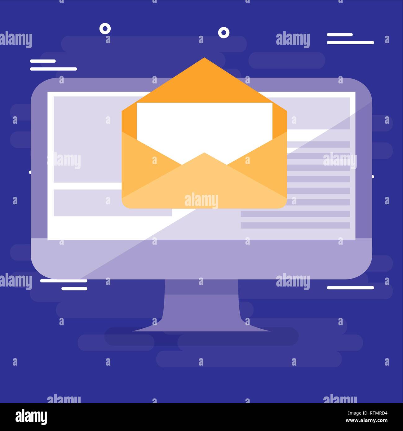 computer desktop with envelope email vector illustration design Stock ...