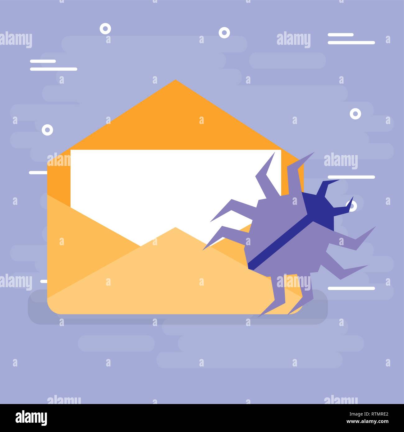 envelope mail with virus bug vector illustration design Stock Vector ...