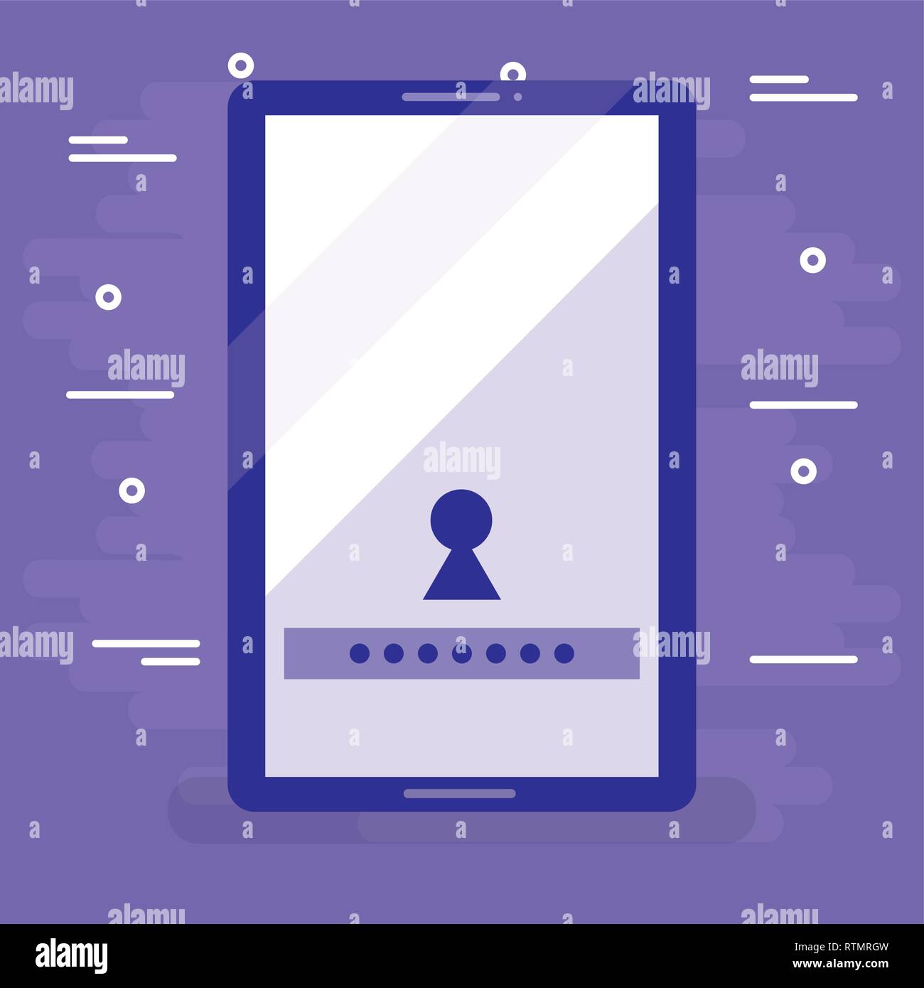 smartphone device with keyhole and password vector illustration design ...