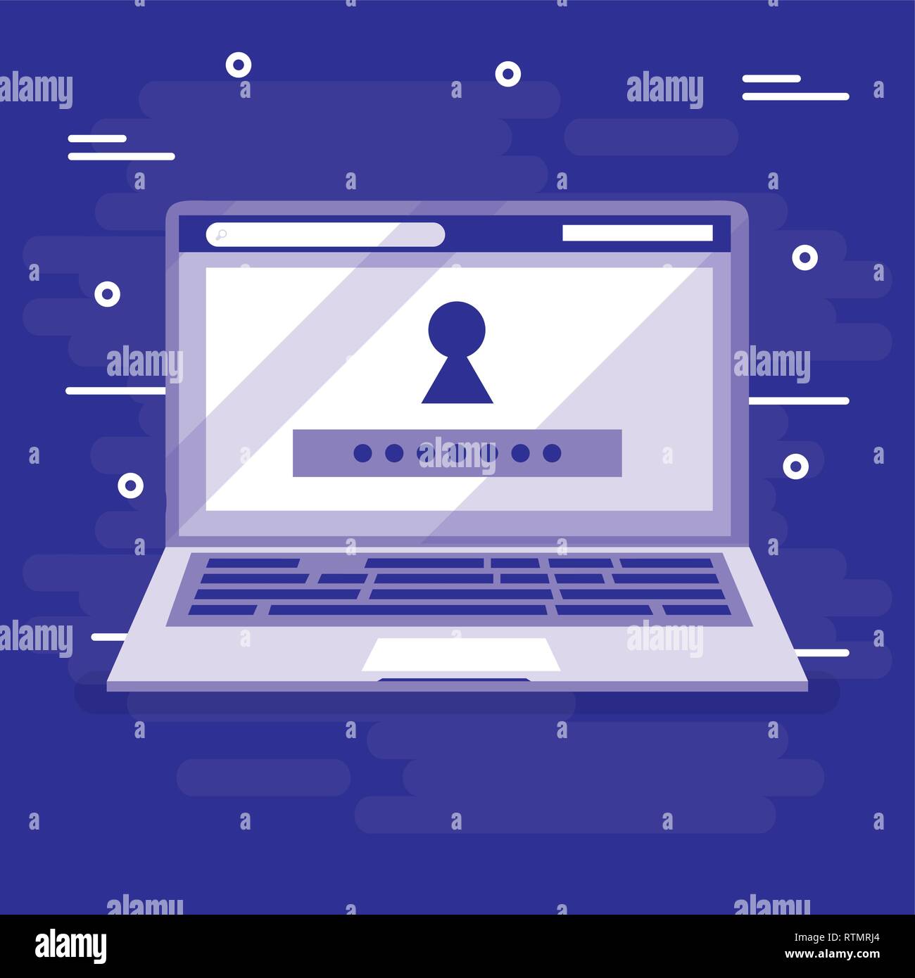 laptop computer with keyhole vector illustration design Stock Vector ...
