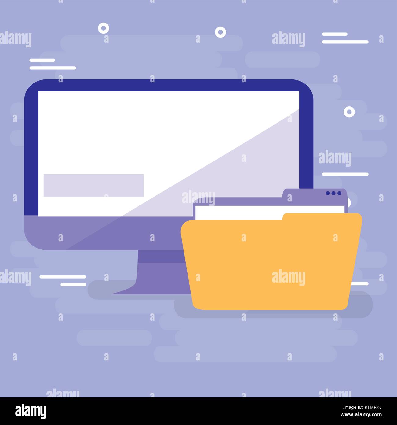 desktop monitor with folder document vector illustration design Stock ...