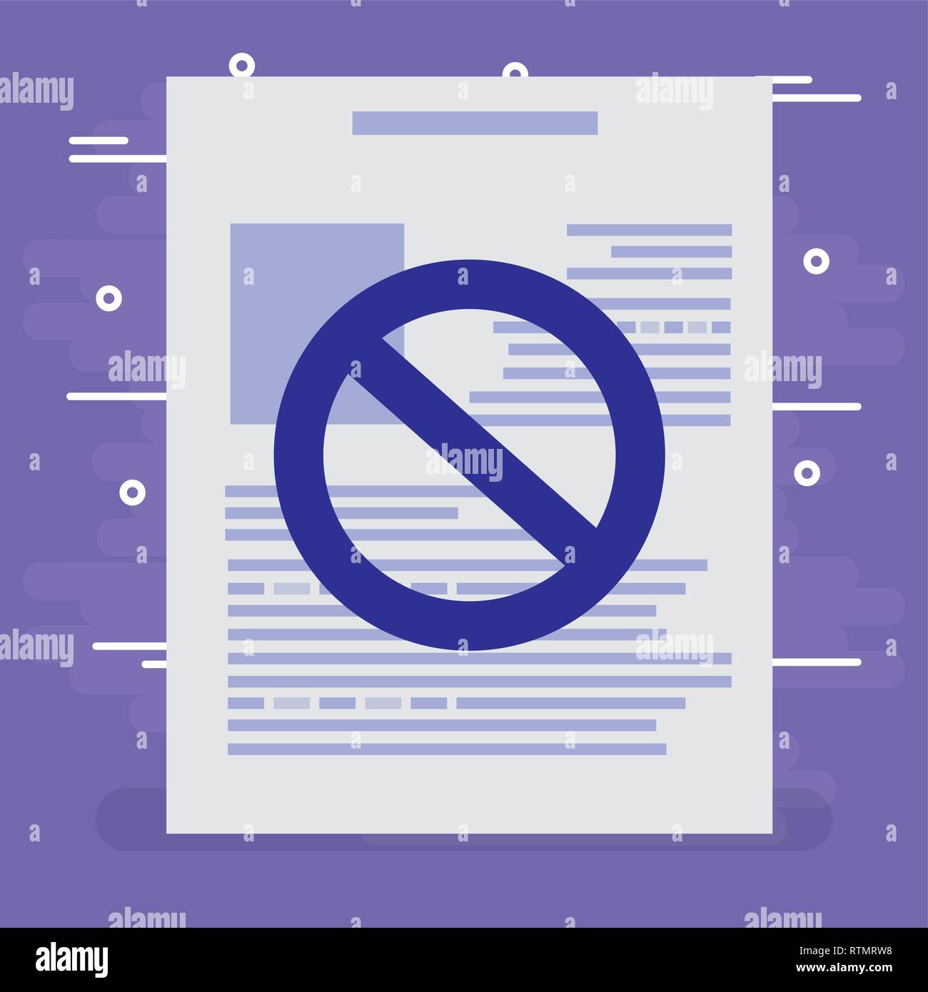 paper document with denied symbol vector illustration design Stock ...