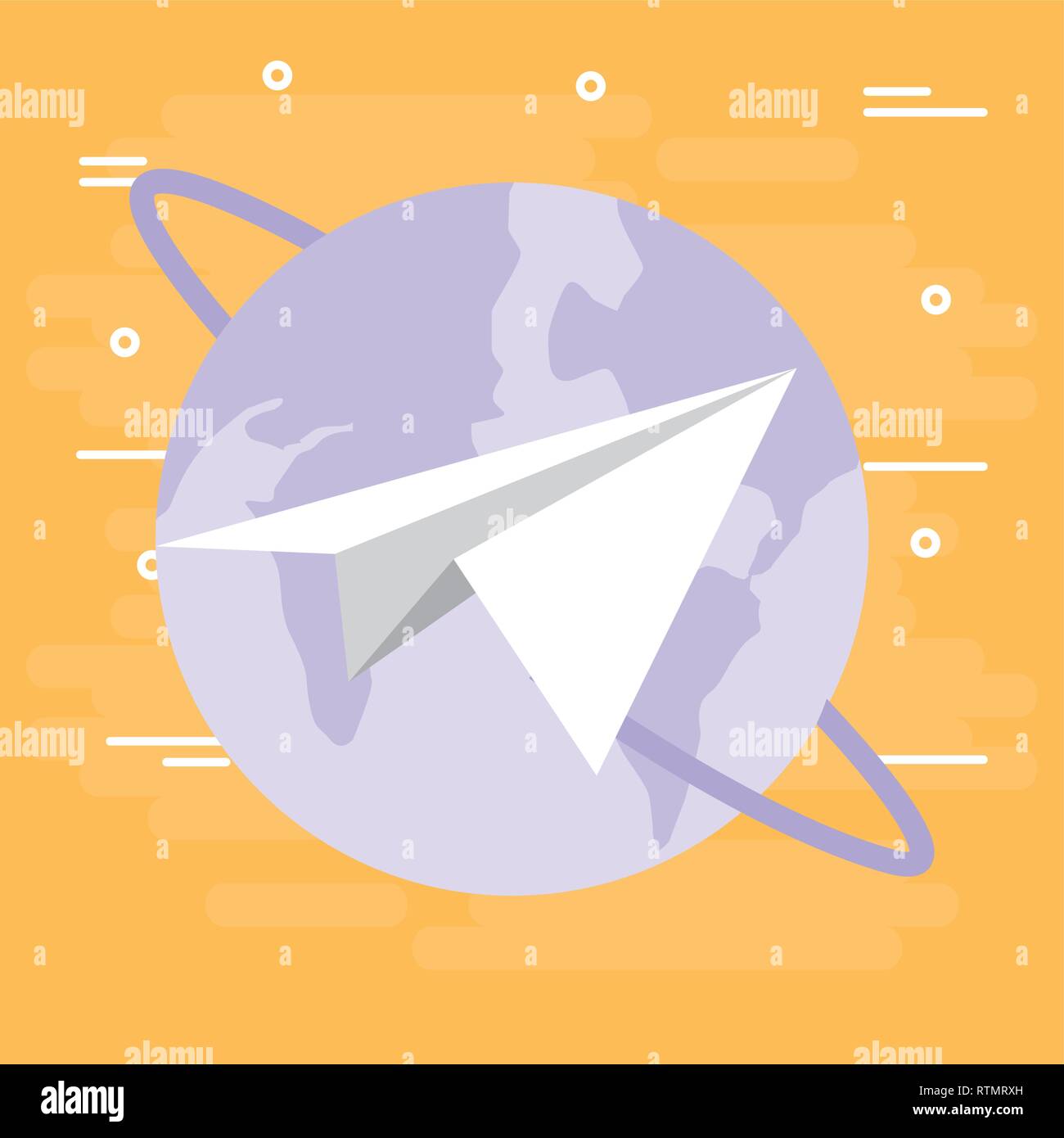 world planet earth with paper airplane vector illustration design Stock ...