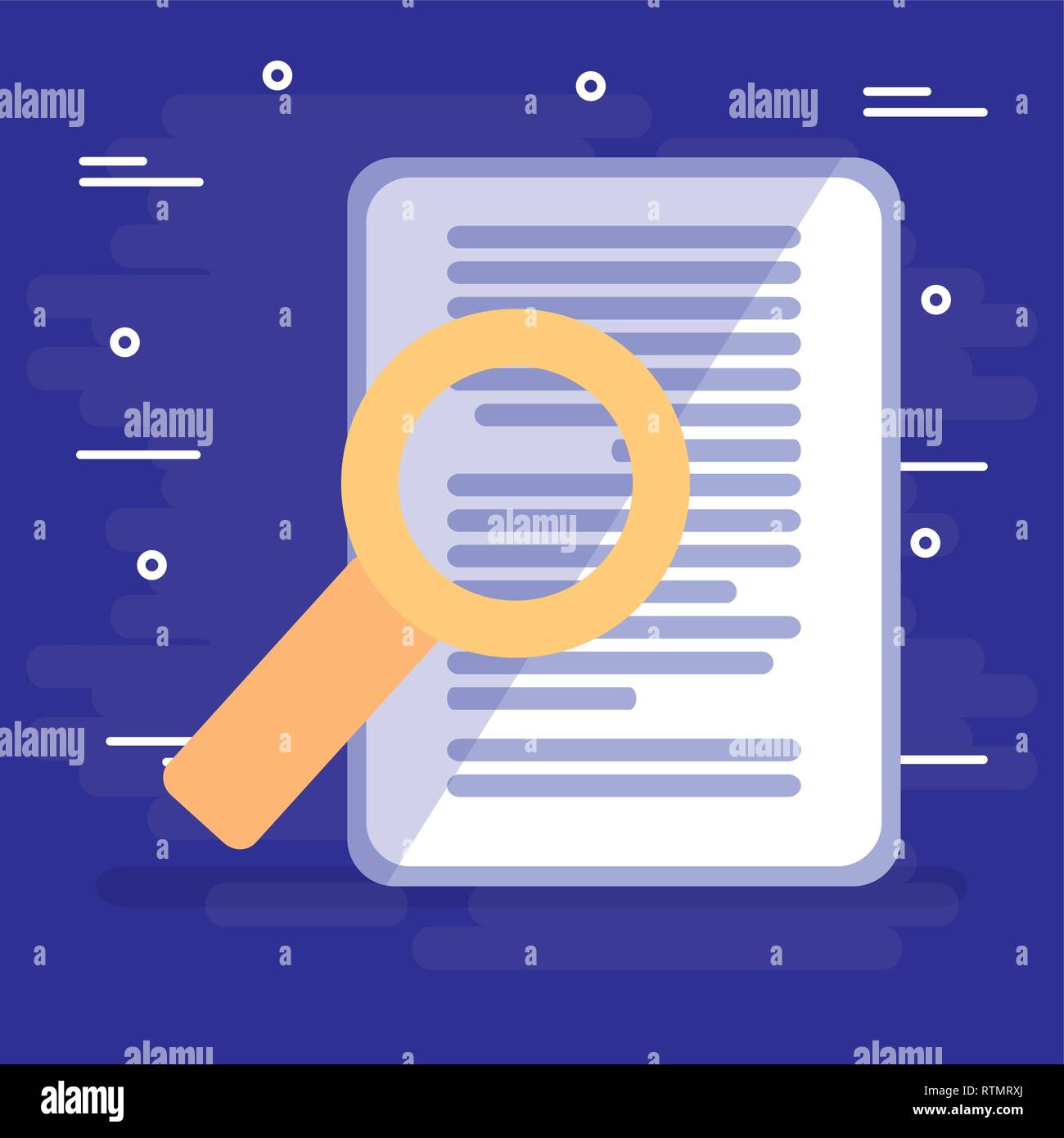 paper document with magnifying glass vector illustration design Stock ...