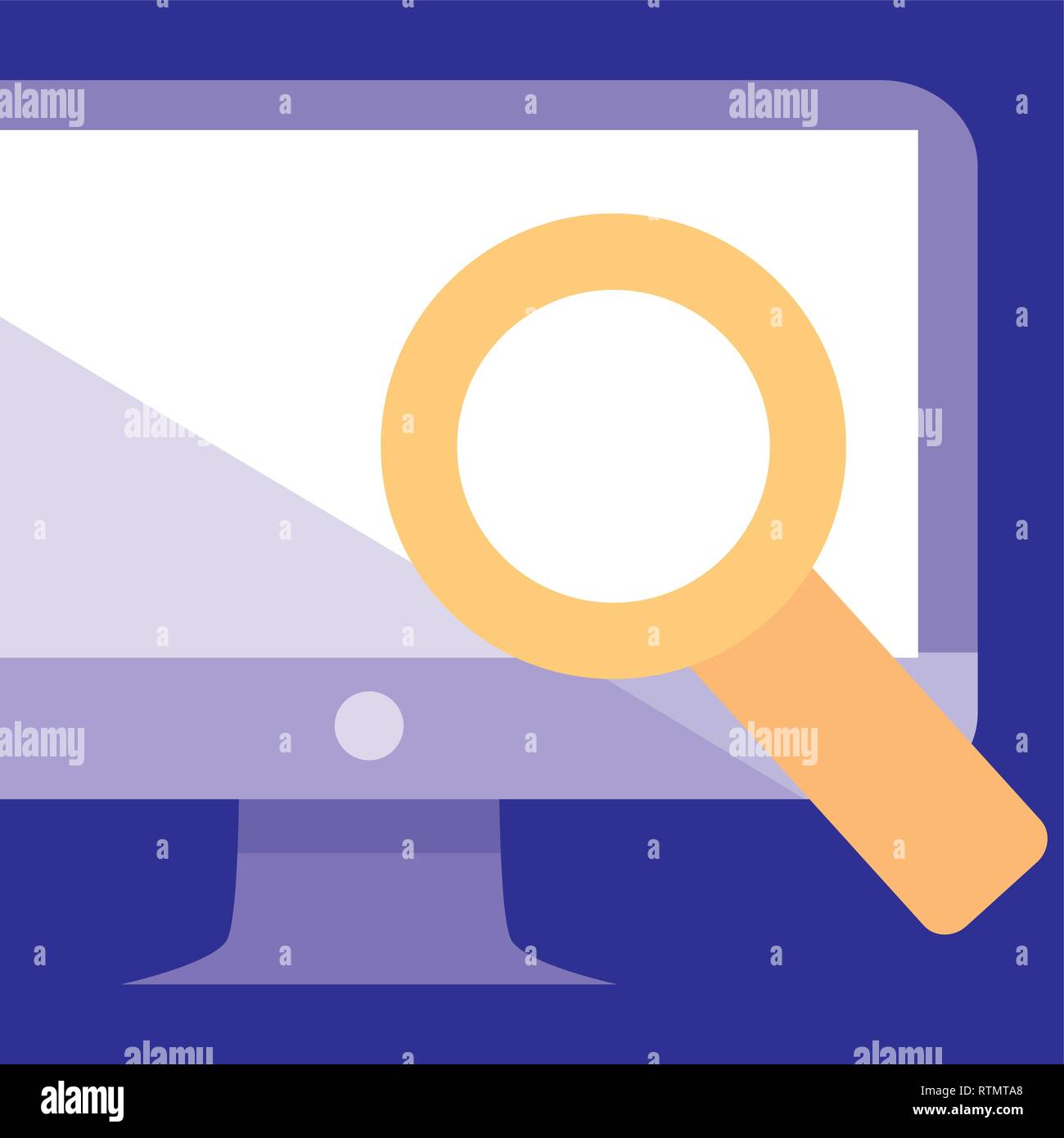 computer desktop with magnifying glass vector illustration design Stock ...