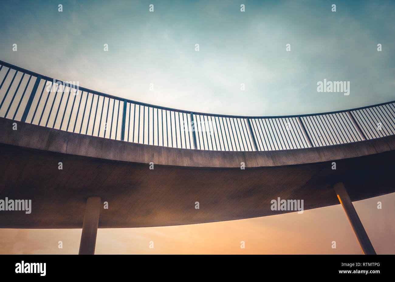 Abstract Urban Architecture Detail Of A Curved Footbridge Overpass At ...