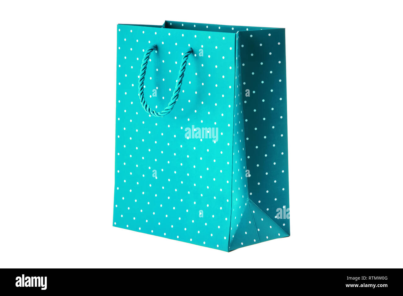 Blue paper bag on white background Stock Photo - Alamy