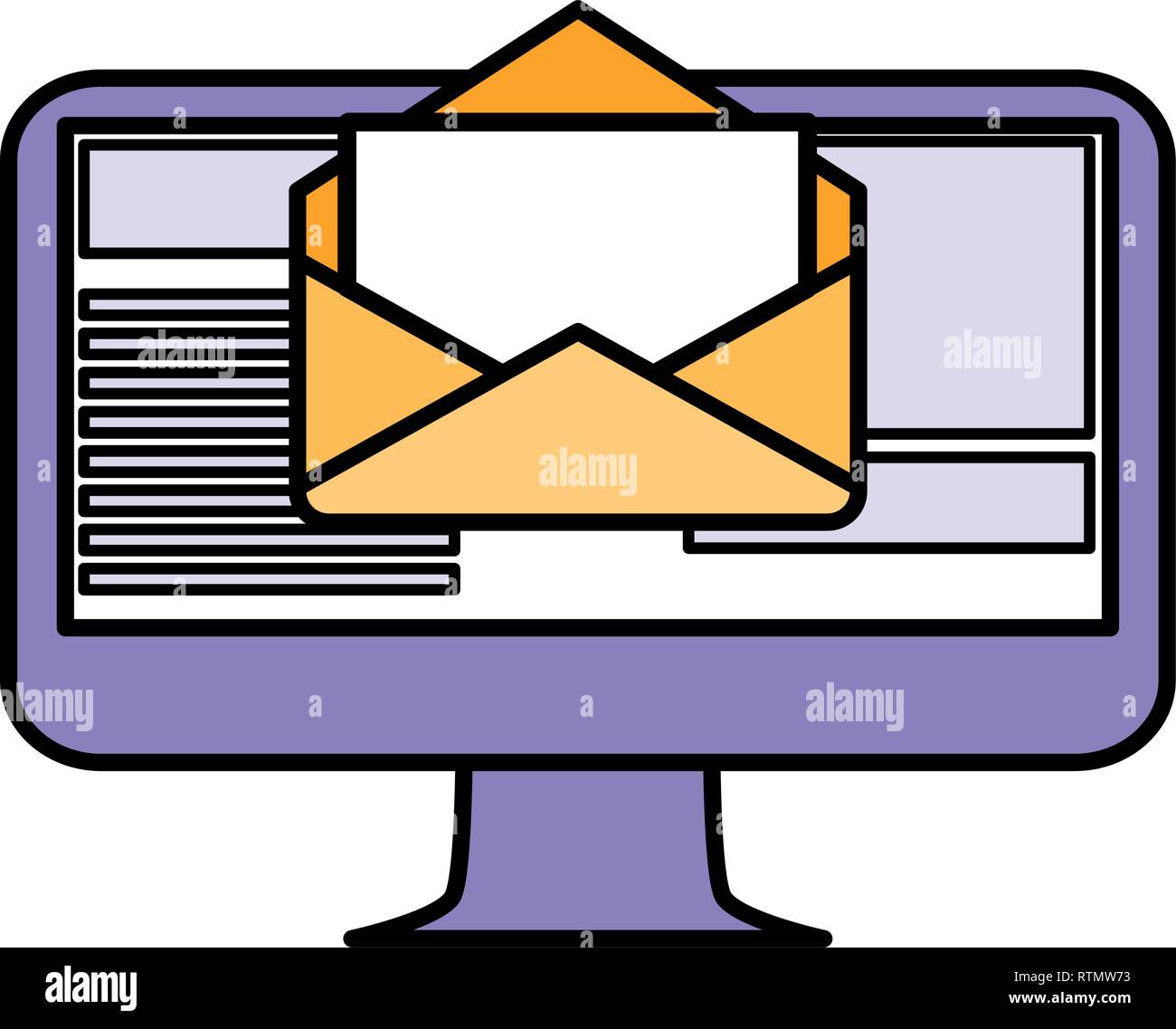 computer desktop with envelope email vector illustration design Stock ...