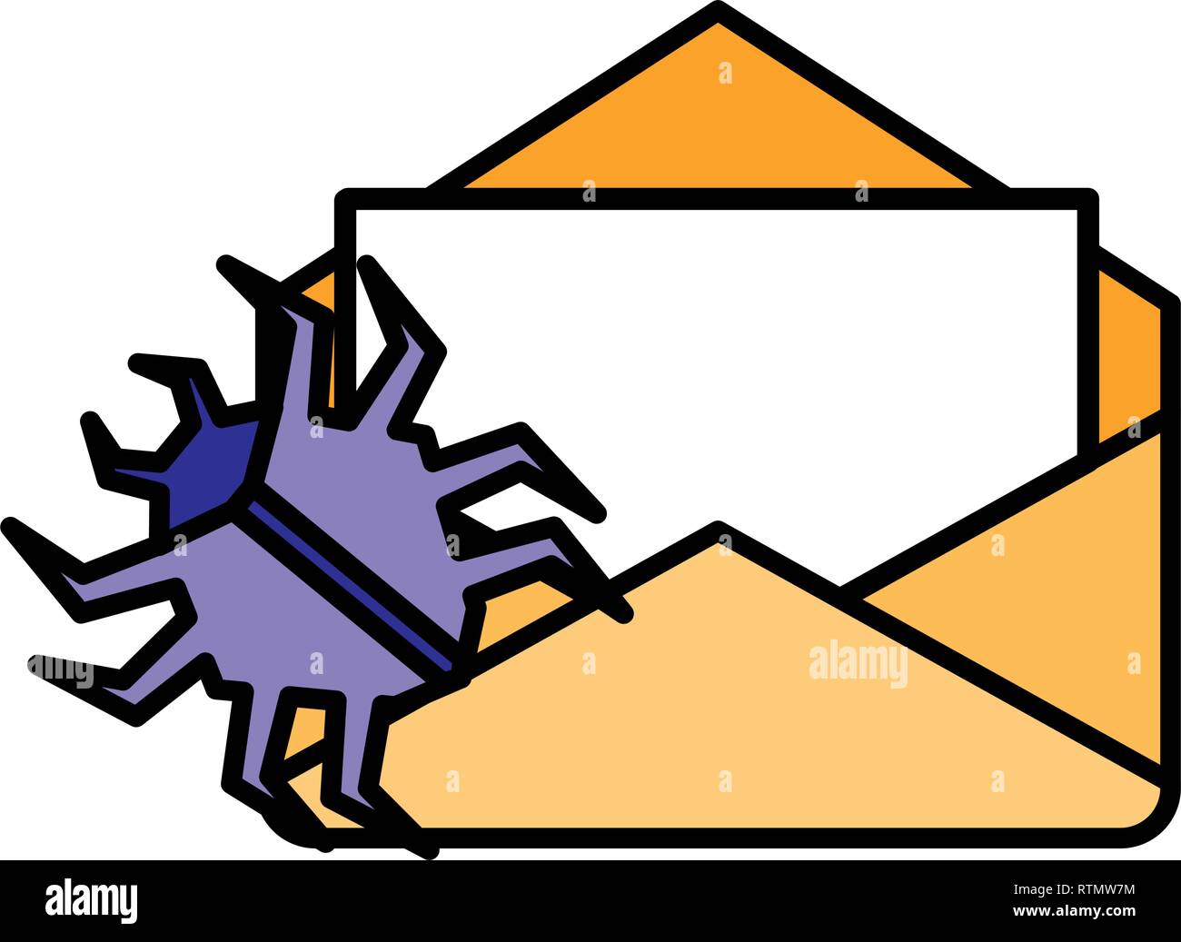 envelope mail with virus bug vector illustration design Stock Vector ...