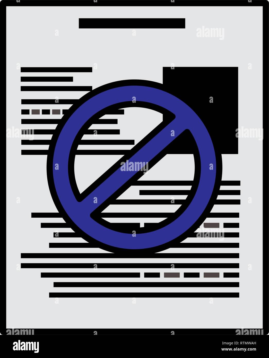 paper document with denied symbol vector illustration design Stock ...