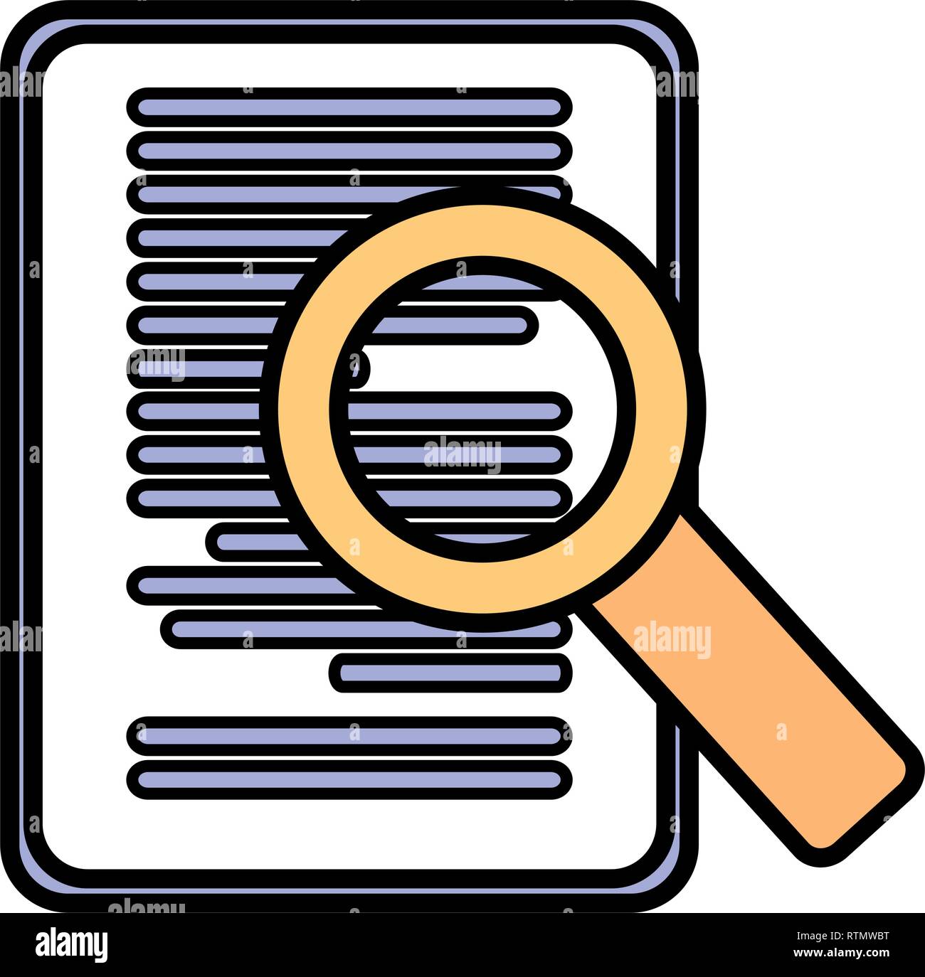 paper document with magnifying glass vector illustration design Stock ...