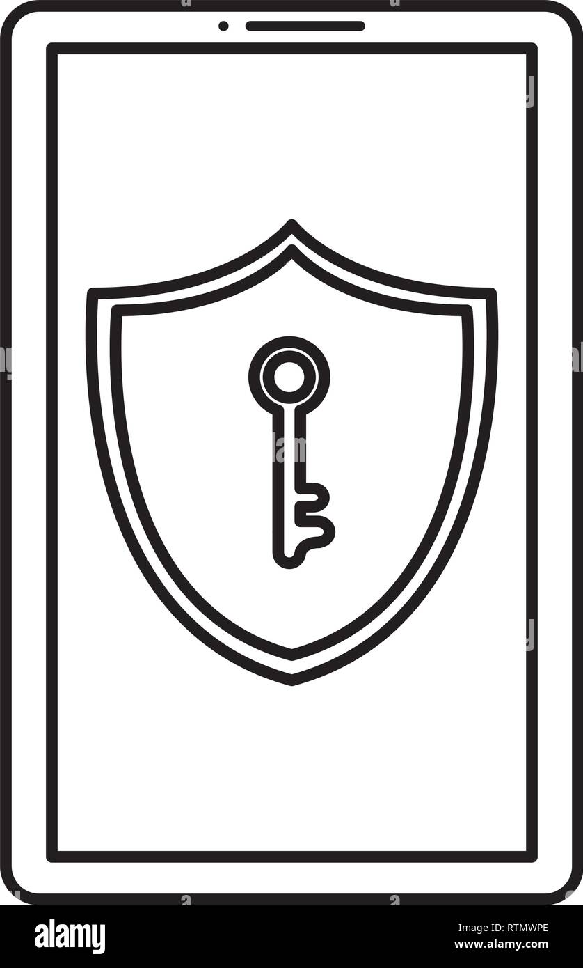 smartphone with shield and key vector illustration design Stock Vector ...