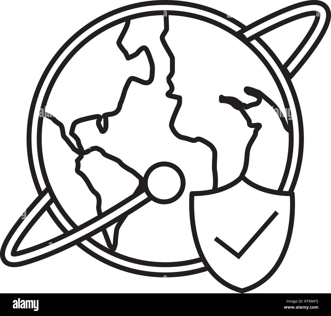 world planet earth with shield vector illustration design Stock Vector ...