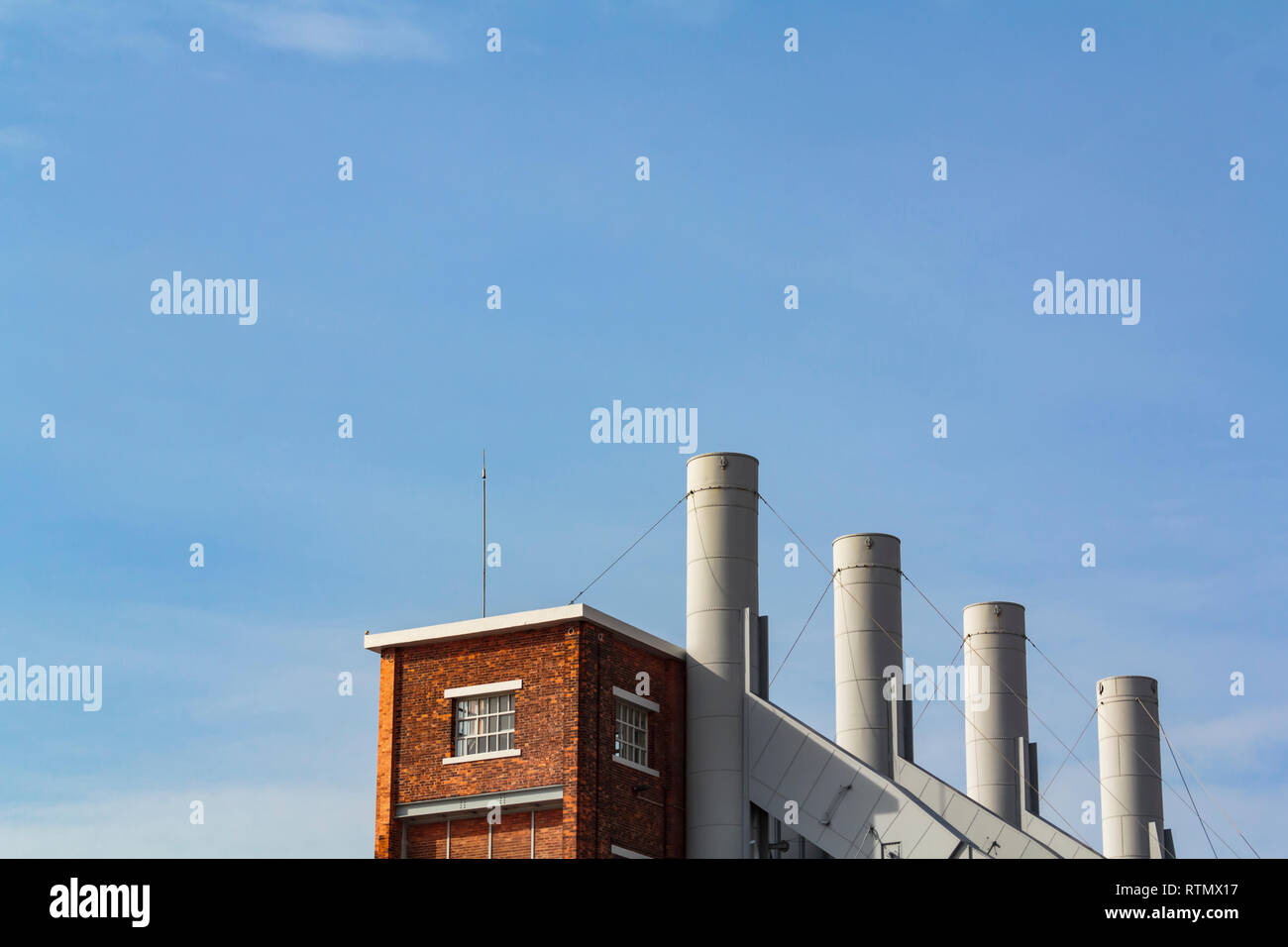 Power station chimneys. Industrial architecture detail Stock Photo - Alamy