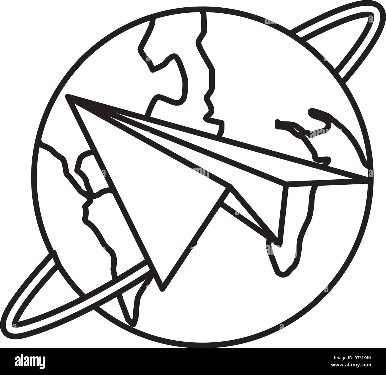 world planet earth with paper airplane vector illustration design Stock ...