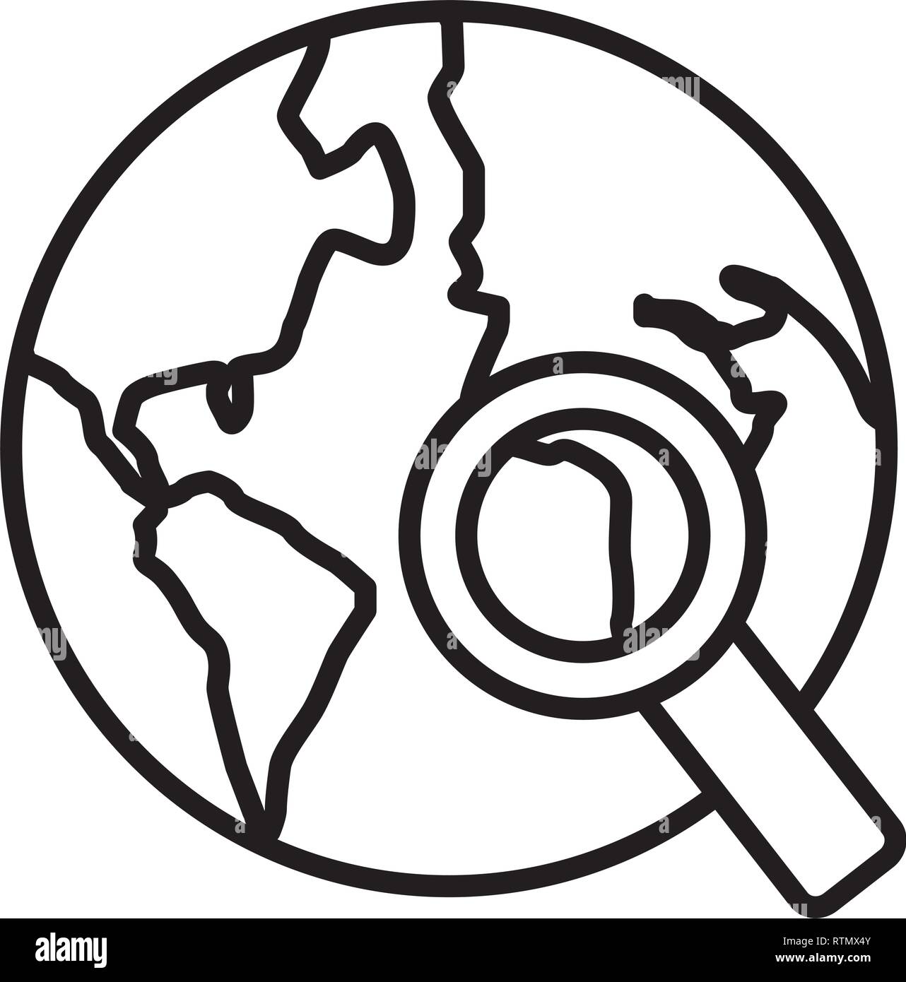 world planet earth with magnifying glass vector illustration design ...